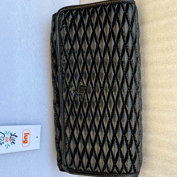 lug | Bags | Lug Strut Metallic Black Quilted Shoulder Bag W Chain ...